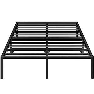 Yaheetech Metal Platform Full Bed Frame Quick Lock Tool-Free Easy Assembly 14 Inch Mattress Foundation with Ultra-Durable Steel Slat Support/No Screws and Box Spring Needed/Black