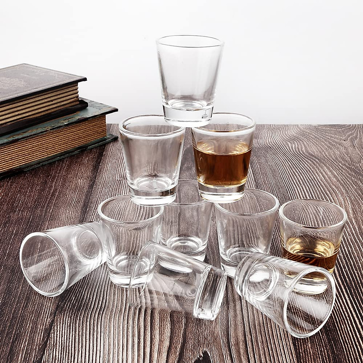 BTGLLAS Heavy Base Shot Glasses, 1.5 oz Sets of Clear Shot Glass (4 Pack), Measuring Cup for Espresso, Liquid, and Wine - Heavy Glass (Glass, 4Pack)