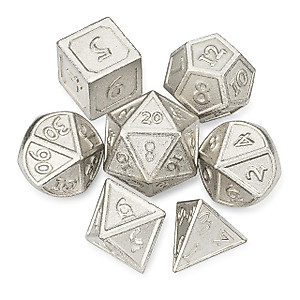 HEIMDALLR Metal DND Dice Set 7pcs - Indestructible Metal Dice Set w/Dice Bag; D&D Dice Set D&D (Dungeons and Dragons Dice Set) w/ D20 Dice - Blacksmith Craft Dice (Weathered Bronze)