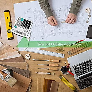Calculators, Splaks 2 Pack Standard Functional Desktop Calculators Sola and AA Battery Dual Power Electronic Office Calculator with 12-Digit Large Display (1 Basic Black&1 Updated Silver)