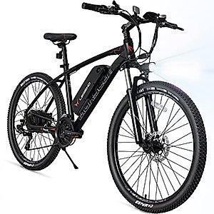 Merax 26” Electric Bike for Adults, 21-Speed Gears Electric Mountain Bike with 350W Motor and 36V 10.4Ah Removable Battery, E-Bikes with Suspension Fork for Daily Commuting and Mountain Biking.