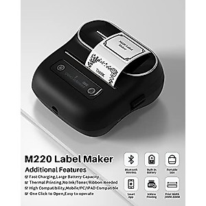 Itari M220 Label Maker 3 Inch Bluetooth Label Maker, Barcode Label Printer for Storage, Address, Mailing, Office, Home, Small Business, Compatible with iOS, Android and PC, with 1 Roll Label