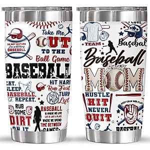 FOCIUZTA Baseball Mom Daily – Handle Cup Tumblers for Women, Coffee Mothers Mama Funny Insulated 20oz Tumbler with Lid & Straw, Ideal Baseball Gifts