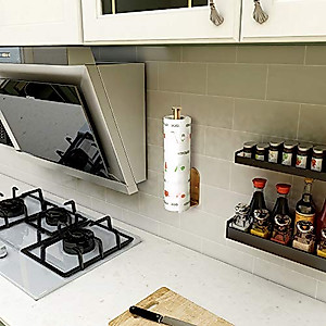 Gold Paper Towel Holder, OBODING, Self Adhesive or Drilling, Under Cabinet Paper Towel Holder Wall Mount, 304 Stainless Steel Kitchen Towel Holders for Kitchen, Cabinet, Bathroom (1 Pack, Gold)