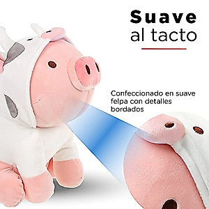 MINISO 12'' Sitting Piglet Stuffed Animals Kawaii Plush, Pig Cute Soft Plushies Body Pillow, Piglet Plush Throw Pillow Doll Plush Toys Gift for Valentine's Day Christmas(Cow Hoodie)