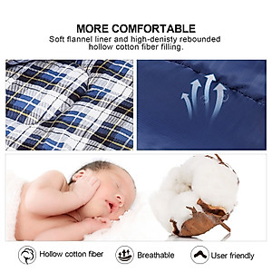 REDCAMP Outdoors Cotton Flannel Sleeping bag for Camping Hiking Climbing Backpacking, 3-season Trip Warm S Envelope Sleeping Bags 75 by 33 Inches (Navy Blue with 2lbs Filling)