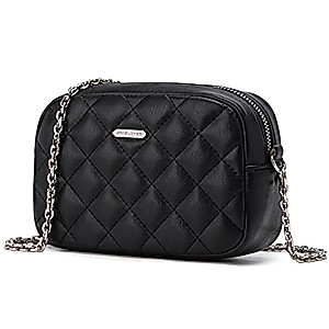 DAVIDJONES Small Black Crossbody Bags for Women,Faux Leather Lightweight Cellphone Bags Wallet Clutch Purse and Handbags with Chain Strap