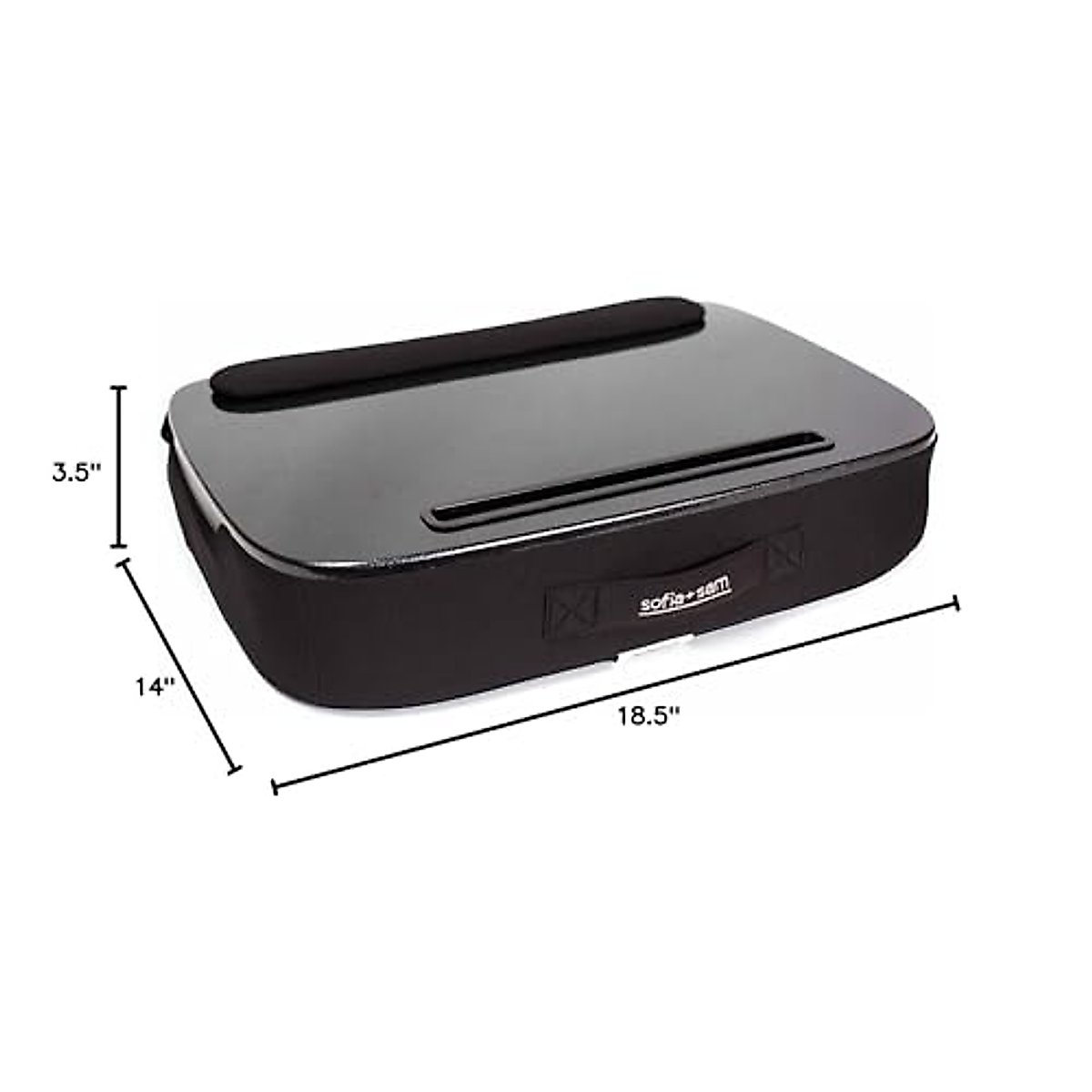 Sofia + Sam Multi Tasking Lap Desk with Memory Foam Cushion | Wrist Rest Cushion | Fits Laptops Up to 15" | Tablets Up to 9.6" | Smart Phones Up to 3.5" | Black Top | Computer Lap Tray
