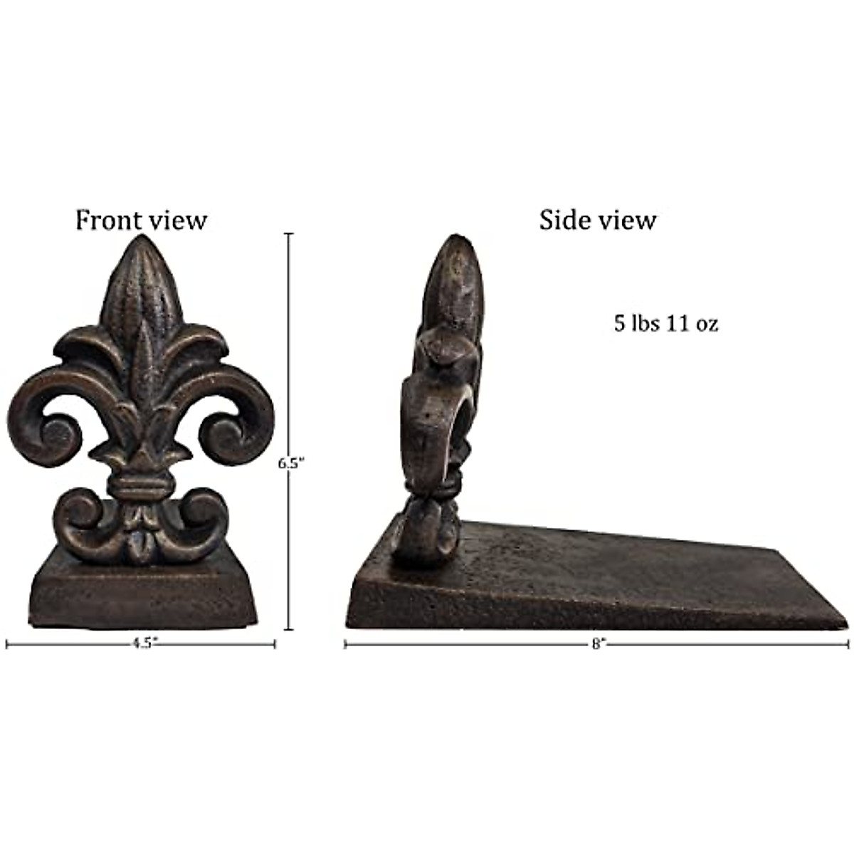 Lulu Decor 100% Cast Iron Fleur De Lis Door Stopper, 5 lbs 11 oz, Well Built Door Stopper, 6.50" H, 8" L