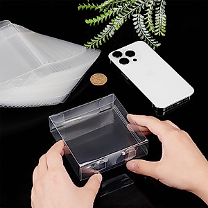 BENECREAT 30PCS Clear Wedding Favour Boxes 4x4x1.2 Rectangle PVC Transparent Gift Boxes for Candy Chocolate Valentine