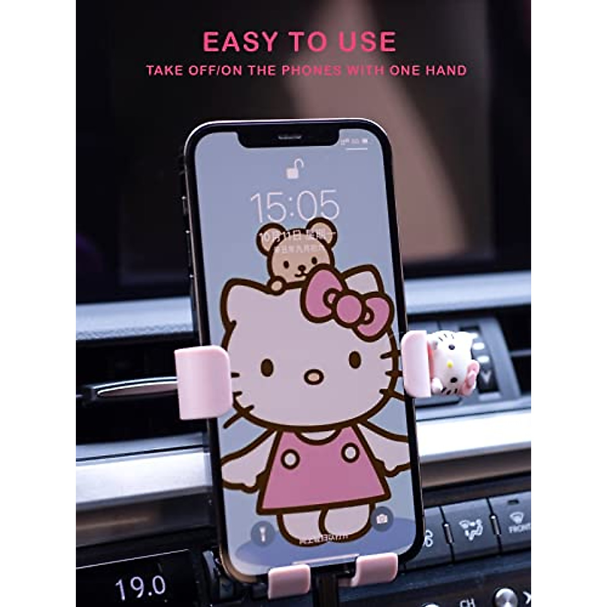 L'Puluva Phone Mount for Car, Car Phone Holder 360 Degree Adjustable Pink Air Vent Clip Car Phone Mount Compatible with All Cell Phones, Cell Phone Holder Car Accessories for Women and Girls