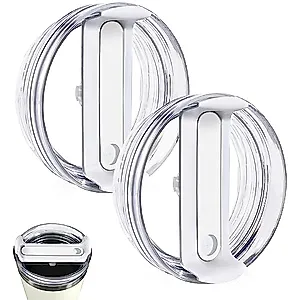 2 Pcs Tumbler Lid Replacement Fits for Stanley Cup 40 oz, Spill Splash Resistant Replacement Lids, Clear Tumbler Covers for Stanley Cup H2.0 Accessories(White)