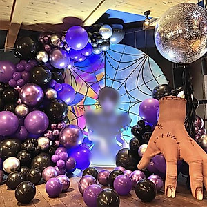 147Pcs Purple Party Balloons Garland Arch Kit,Black Purple and Sliver Balloons for Birthday Party Supplies TV Drama Theme celebration