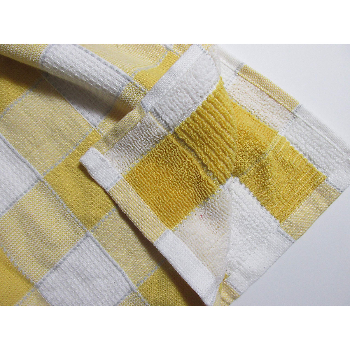 Yellow Buffalo Check Double Thickness Hanging Kitchen Towel - Yellow Cotton Crochet Top