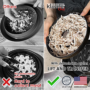 Chicken Shredder Tool Twist, Visible Meat Shredder with Brush and Detachable Plate, Ergonomic Handle, Anti-Slip, Dishwasher Safe, Heat Resistant, BPA Free, Suitable for Pork Beef Chicken (Black)