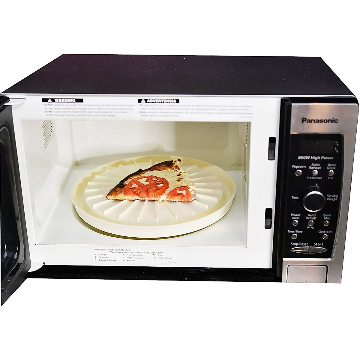 Cadie Microwave Cooking Pan - 9" Non Stick Prep Food Tray, Microwave Bacon Cooker Reheating Or Serving | Great For Leftover Meals, Pizza Pan With Sides, Bacon Tray, Sandwich, Meat | White (1 Pack)