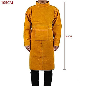 Cowhide Work Clothes Apron Welding Protective Clothing Heat And Fire Resistant Welders Clothing Welding Apron With Sleeves (105CM)
