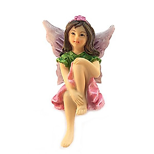 GlitZGlam Emma The Sitting Garden Fairy – a Miniature Fairy Statue for Your Fairy Garden