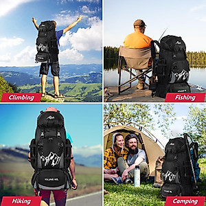 90L Hiking Backpack, Camping Travel Backpack with Rain Cover Lightweight Travel Daypack for Climbing Camping Touring (Black)