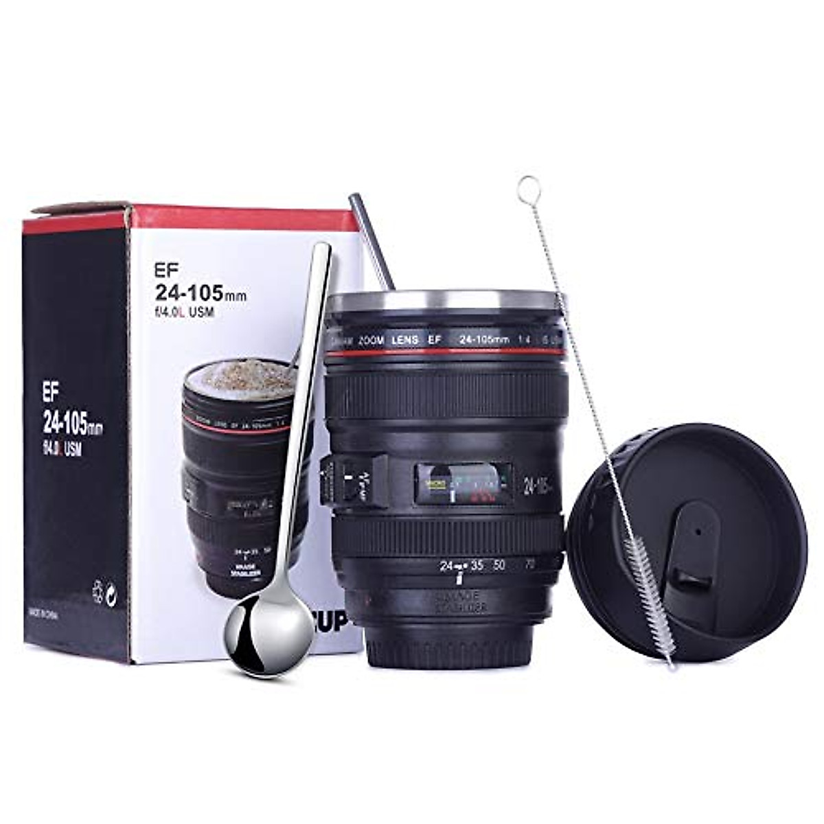 POXIWIN Camera Lens Coffee Mugs,Stainless Steel Camera Lens Cups,Unique Gift Idea for Photographers,Novelty Coffee Mugs for Home Supplies,Birthday,Xmas