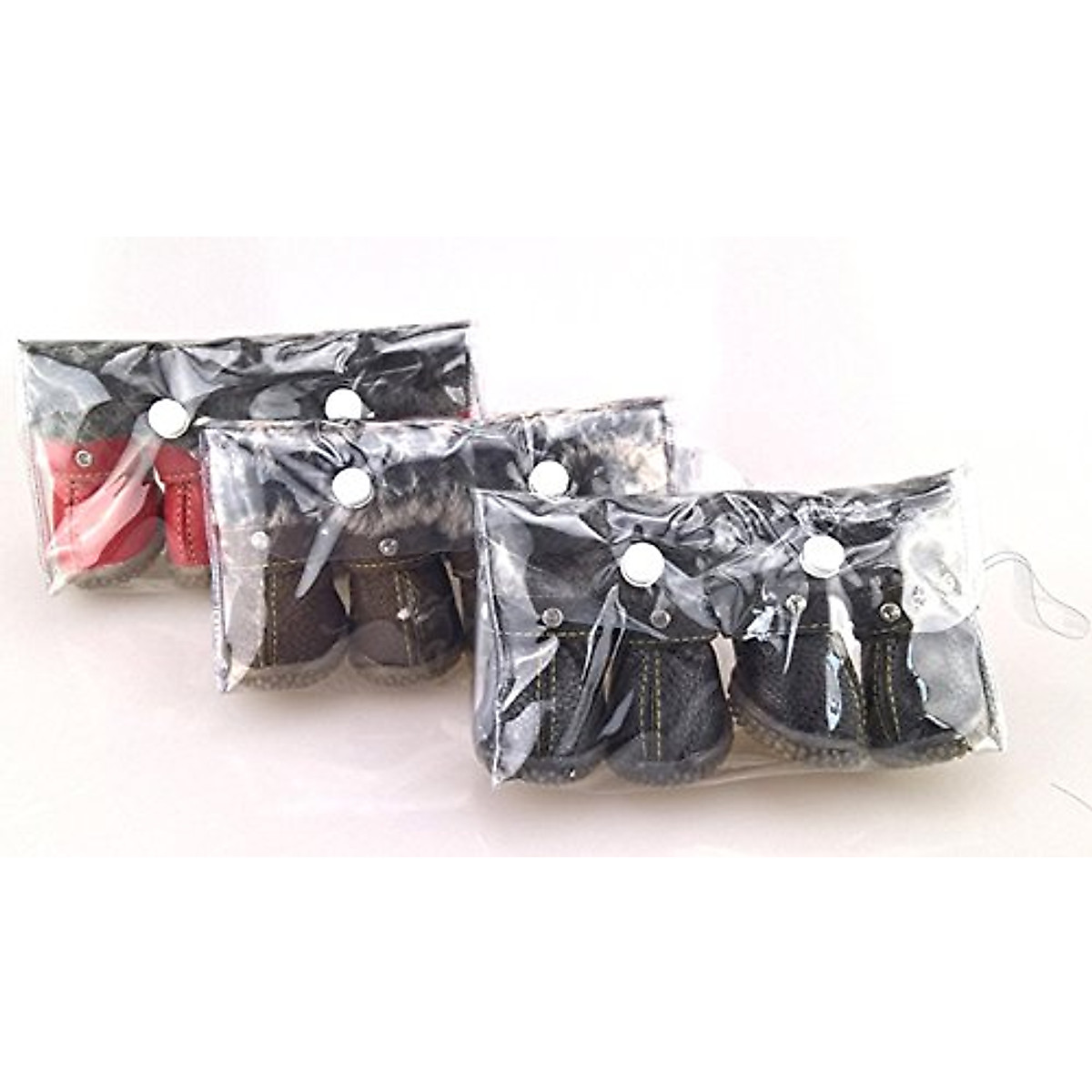 Hdwk&Hped Warm Dog Snow Boots Waterproof PU Small Dog Boots Anti-Slip Pet Shoes Paw Protector for Winter 2 Styles #1-#5 (Rhinestone Style - red, #1)