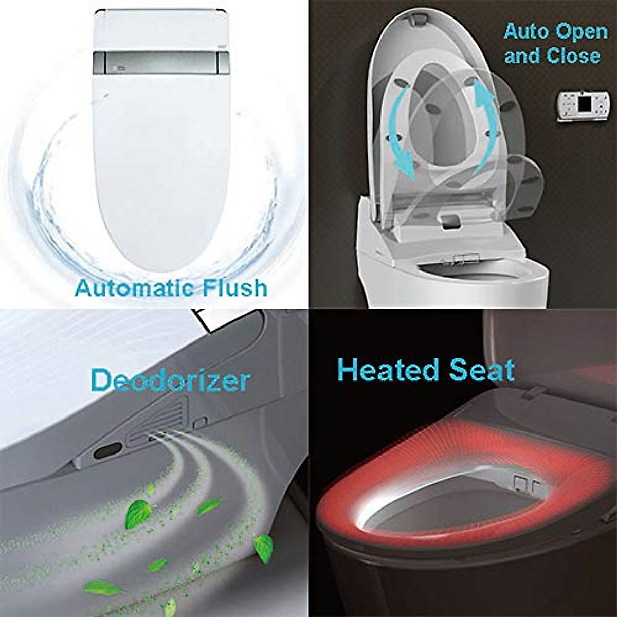WOODBRIDGE B0960S Auto Flush, Auto Open & Auto Close, 1.28 GPF Single Flush Toilet with Intelligent Smart Bidet Seat and Wireless Remote Control, Chair Height