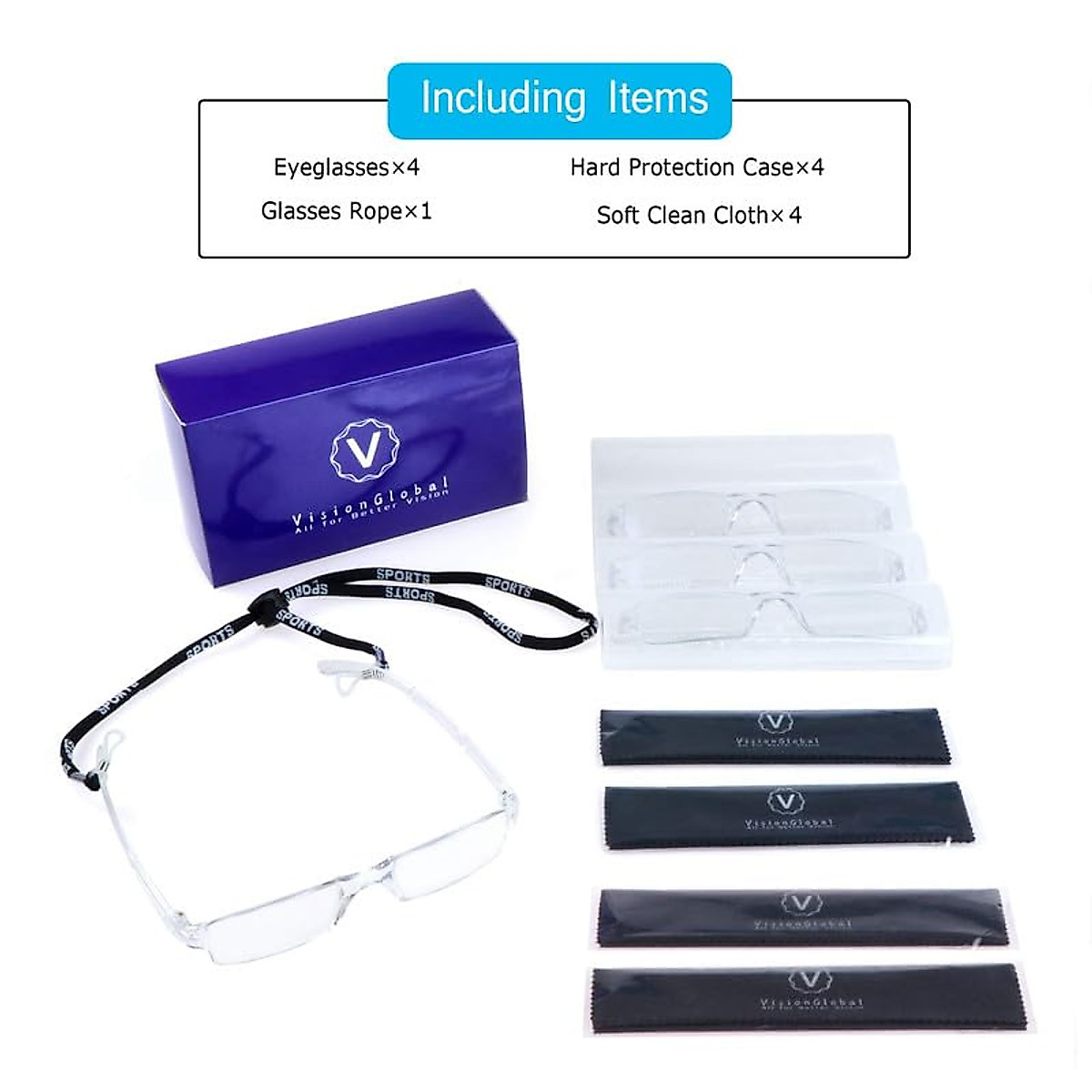 LifeArt 4 Pairs Reading Glasses, Blue Light Blocking Glasses, Computer Reading Glasses for Women and Men, Fashion Rectangle Eyewear Frame(4 Clear, 3.00 Magnification)