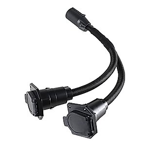 Oyviny 7 Way Y Splitter Trailer Adapter for Pulling Slide in Camper and Trailer, 7 Way Female to Dual 7 Way Male Trailer Connector 20.5 Inches