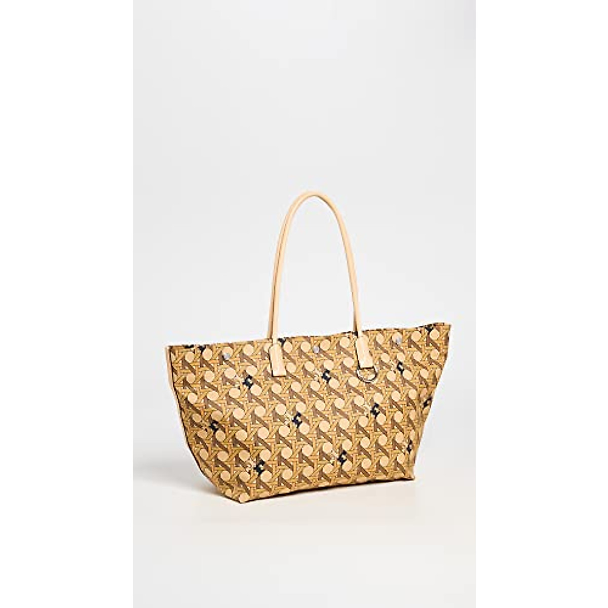 Tory Burch Women's Canvas Basketweave Tote, Tan Basketweave, One Size