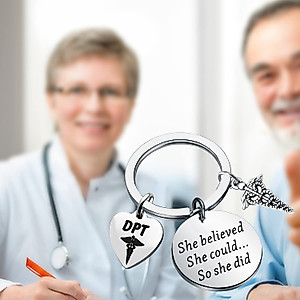 ENSIANTH DPT Gift Doctor of Physical Therapy Keychain She Believed She Could So She Did DPT Graduation Gift (DPT She Believed KR)