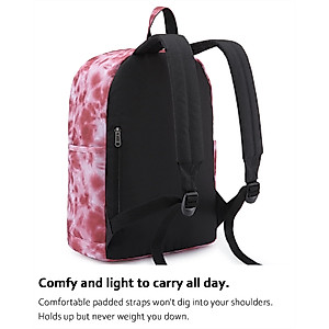 HotStyle Casual Daypack Backpack for Tween & Teen Girls, Multipurpose Middle School Bag Bookbag, Dome Top, Tie Dye, Red