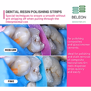 BELEON Dental Polishing Strips - Tooth Polisher Dental File for Teeth Sanding Grinding Deep Teeth Cleaning Tool Tooth Polish Abrasive Strip Oral Care Cleaning Tool - Super Fine 1 Roll 4mm x 6M