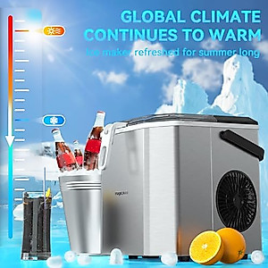magicplux Ice Maker, Self-Cleaning Ice Makers Countertop, 9 Cubes in 6 Mins, 26.5 lbs Ice per Day, Ice Machine with Basket and Scoop for Home/Kitchen/Office/Party