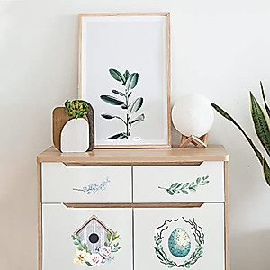 GLOBLELAND 3 Sheets Spring Bird Transfer Stickers Birdcage Rub on Decor Transfers Sticker Decals for Cabinet Wood Door DIY Craft