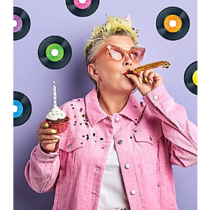 Carson Dellosa Colorful 45 Piece Vinyl Records Bulletin Board Cutouts, Colorful Vinyl Records Bulletin Board Decorations, Paper Records Music Classroom Décor