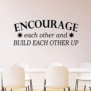 AnFigure Teamwork Wall Art, Motivational Wall Decals, Quotes Childrens Teenager Girl Boy Kids Nursery Playroom Poster Art Home Decor Vinyl Stickers Encourage Each Other & Build Each Other Up 32"x12.5"