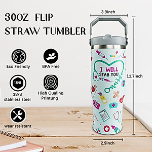 ZNYYZYBA Nurse Tumbler Nurse Gifts for Women - Nurse Appreciation Gifts Nurses Week Gifts for Female Male Nurse、 New Nurses、 RN、 LPN, 30oz Nurse Thermal Mug with Handle and Flip Straw