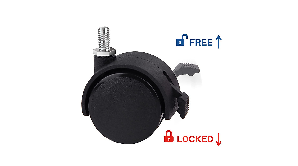 Guildrey M8-1.25 Swivel Stem Caster Wheels - Set of 4