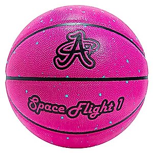 A Plus Collectibles Official Space Flight 1 Leather Game Basketball, Indoor/Outdoor Court, Full Size Kids & Adult Size 7, 29.5"… (Radiant Pink)
