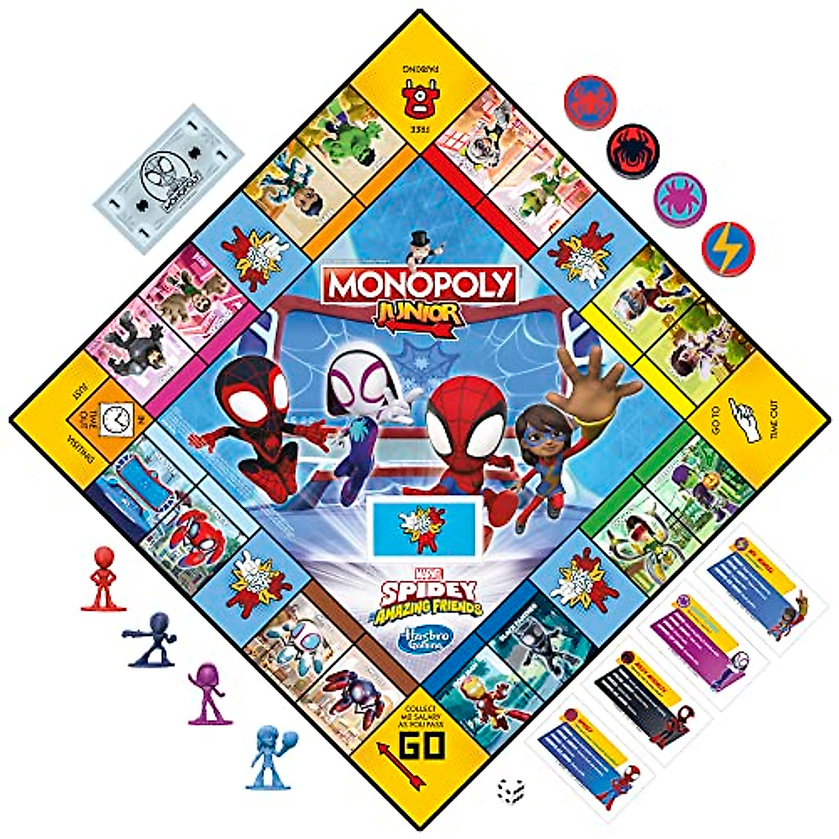 Hasbro Gaming Monopoly Junior: Marvel Spidey and His Amazing Friends Edition Board Game for Kids Ages 5+,with Artwork from The Animated Series,Kids Board Games