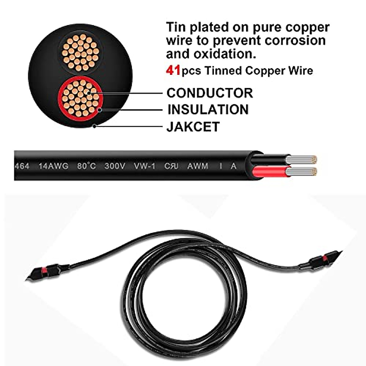 MJPOWER Anderson Cable Jackery Extension Cable 20FT 14AWG Anderson Connector to Anderson Plug Connect Jackery SolarSaga 100W/100X Solar Panel to Jackery Explorer 1000 Portable Power Station Or More