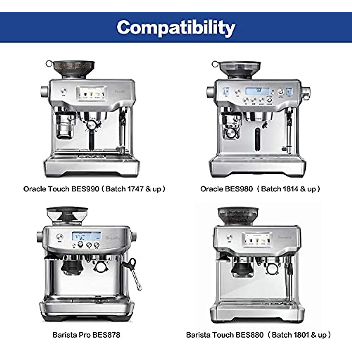 Ouxunus Filter - Replacement Water Filter Compatible with Breville Sage Claro Swiss For Oracle, Barista & Bambino - Compare to Part #BES008WHT0NUC1.(Pack of 2) (2) (2)