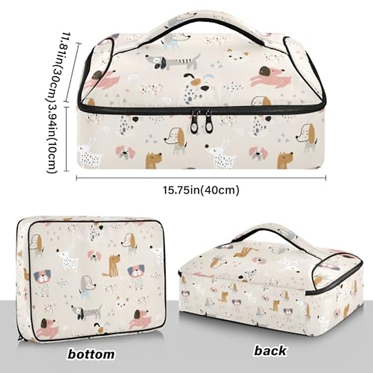 Kcldeci Insulated Thermal Food Carrier Insulated Casserole Carrier for Hot or Cold Food,Dogs Insulated Tote Bag for Potluck Cookouts Parties Picnic,Lasagna Lugger