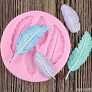 Feather Candy Molds for Baking - Pink Candy Molds Silicone Soap Molds for Clay Crafting Feather Mold Fondant Silicon Molds for Soap Making - Kitchen Decor Pink Chocolate 3D Molds for Cake Decorating