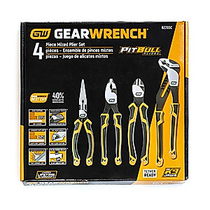 GEARWRENCH 4 Piece PITBULL Dual Material Mixed Plier Set - 82203C