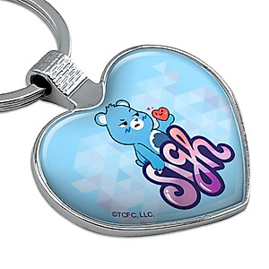 Care Bears: Unlock the Magic Grumy Bear Sigh Keychain Heart Love Metal Key Chain Ring