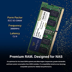 Timetec DDR4-2666 16GB Replacement for Synology D4ECSO-2666-16G DDR4 ECC Unbuffered SODIMM 2666MHz PC4-21300 260 Pin 1.2V CL19 Dual Rank 2Rx8 Memory RAM Upgrade (D4ECSO-2666-16G_TT)