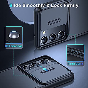 Simtect Compatible with Samsung Galaxy S23 Case with Camera Cover [12FT Mil-Grade Shockproof] [Anti-Scratch& Anti-Fingerprint]Slim Protective Silicone Bumper Phone Case for Samsung S23 Case 6.1" Black