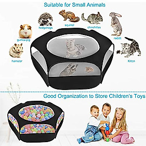 XIRGS Small Animal Playpen, Waterproof Small Pet Cage Tent Portable Outdoor Exercise Yard Fence with Top Cover Anti Escape Yard Fence for Kitten/Cat/Rabbits/Bunny/Hamster/Guinea Pig/Chinchillas