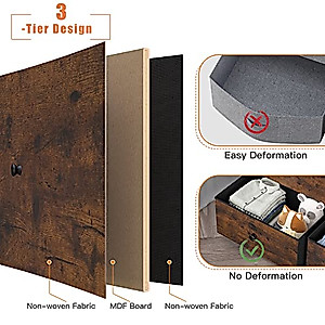 EnHomee Tall Dressers for Bedroom, 12 Drawer Dresser with Wooden Top and Metal Frame, Fabric Dresser & Chest of Drawers for Bedroom Closet Living Room, Rustic Brown, 11.8" D x 34.7" W x 52.4" H